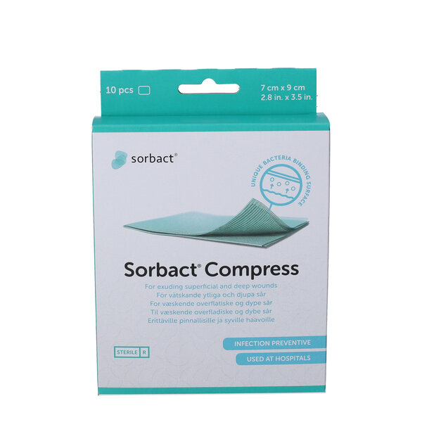 Sorbact Compress (7 x 9 cm) 10 stk. | Køb på DinApoteker.dk